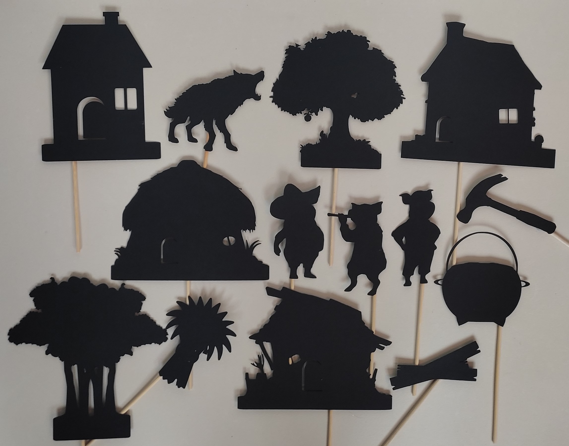 Lot 14 Silhouettes pour théâtre d'ombre Les trois petits cochons - Un ...