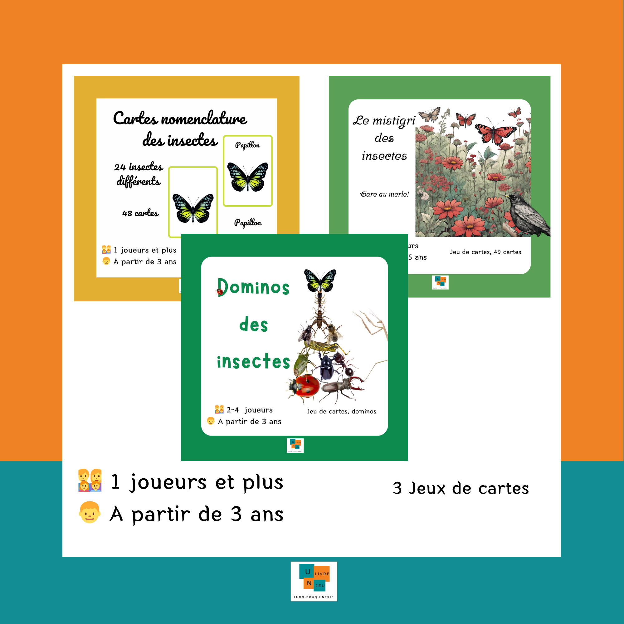 Pack jeux découverte insectes maternelle - Un livre Un jeu