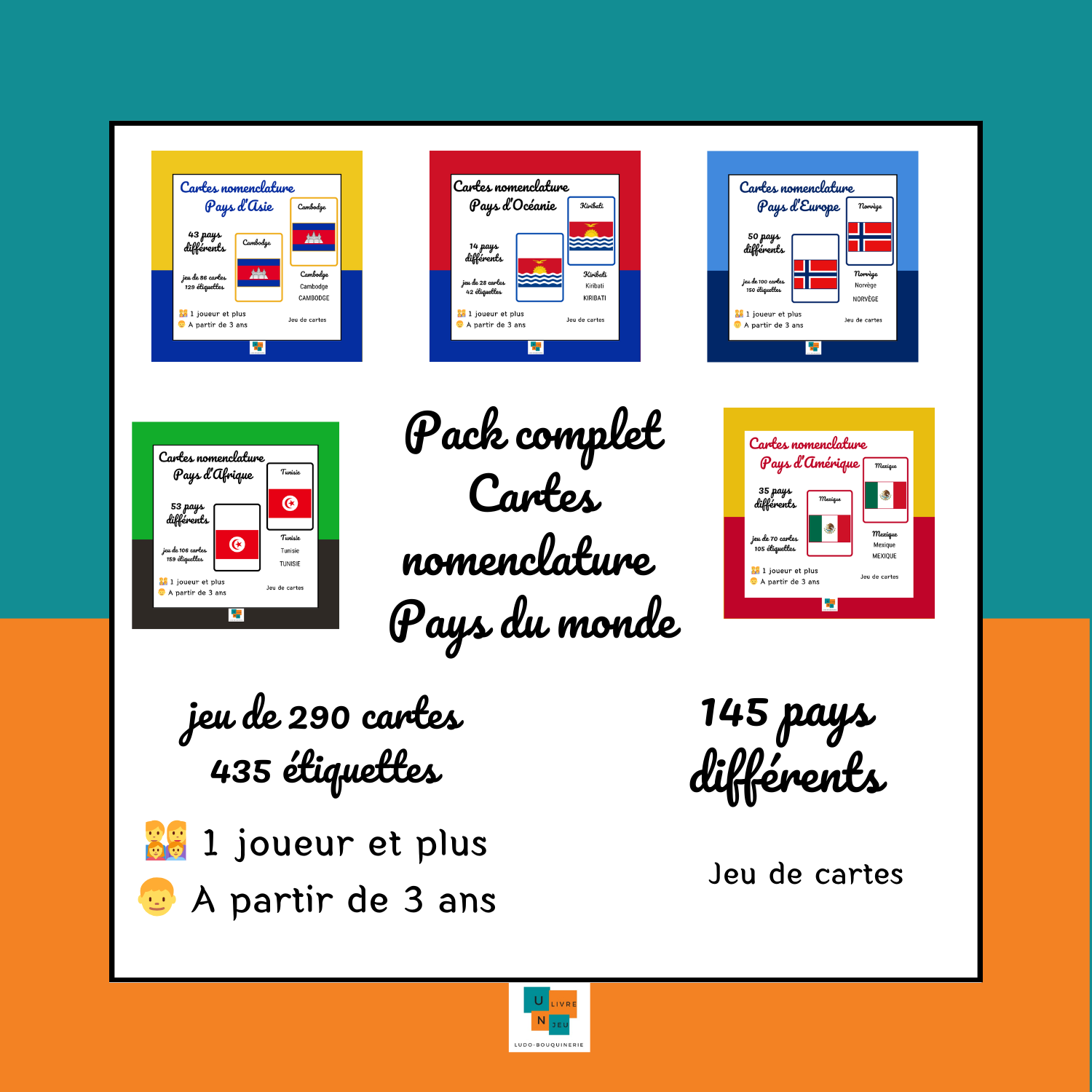 Pack Complet Cartes Nomenclature des Pays - Un livre Un jeu