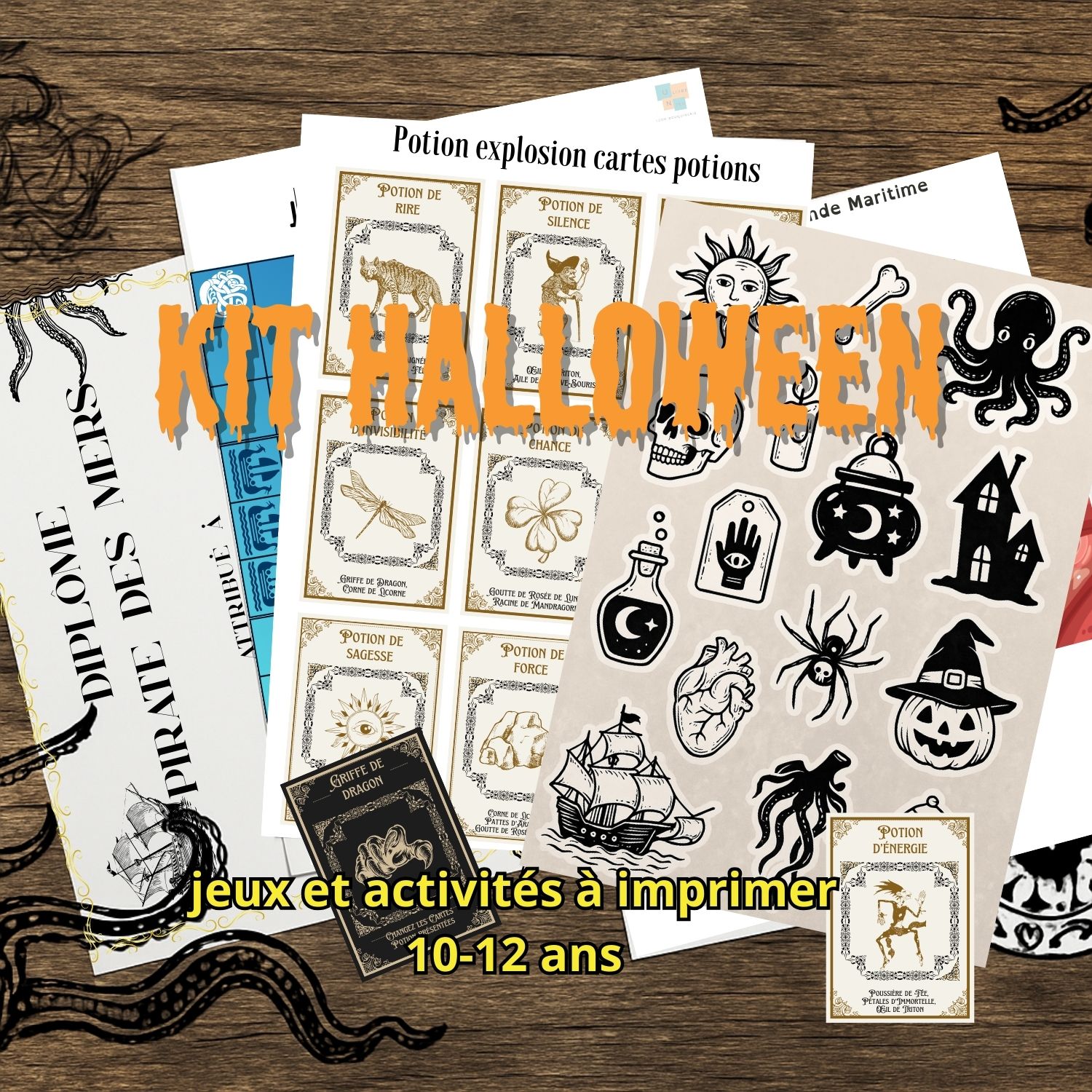 Vaisseaux & Sortilèges Kit Halloween à imprimer 10–12 ans - Un livre Un jeu